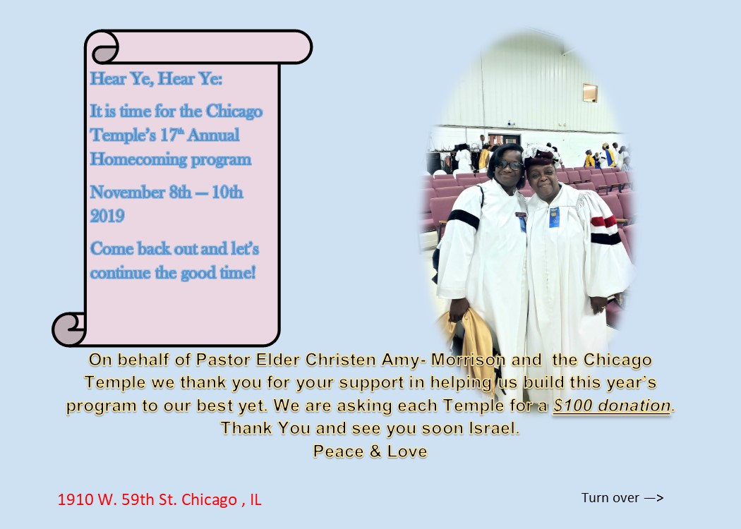 Chicago Temple 17th Annual Homecoming Program / November 9, 2019 / SUPREME